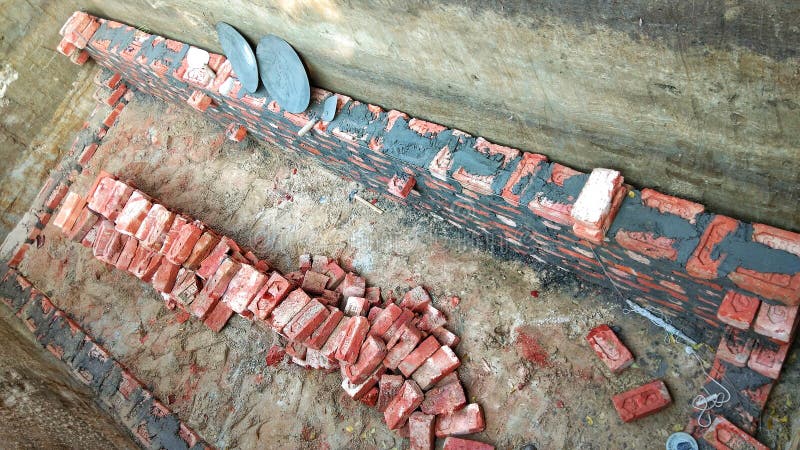 Construction of Septic Tank with Red Bricks Blocks, Under Construction ...