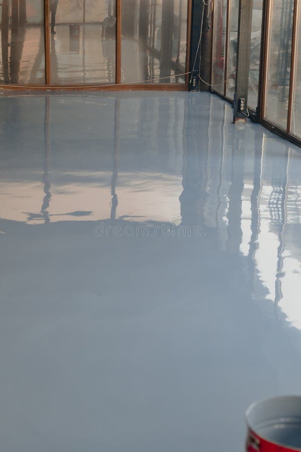 Construction Series: Work in Progress with Epoxy Flooring Stock Photo ...