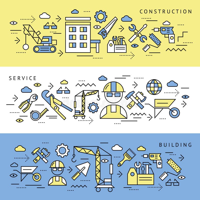 Construction Service Banners Set Stock Vector - Illustration of ...