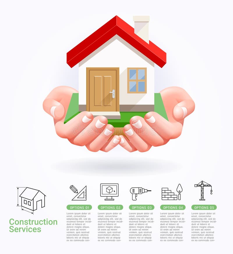 Construction Services Conceptual Two Hands with House Vector ...