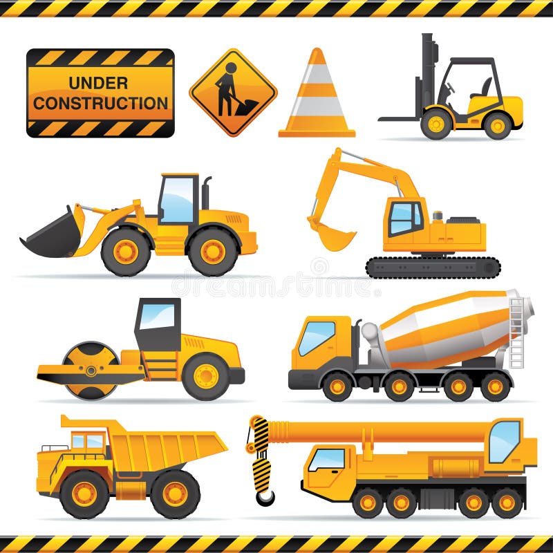Construction icon set stock vector. Illustration of road - 12358568