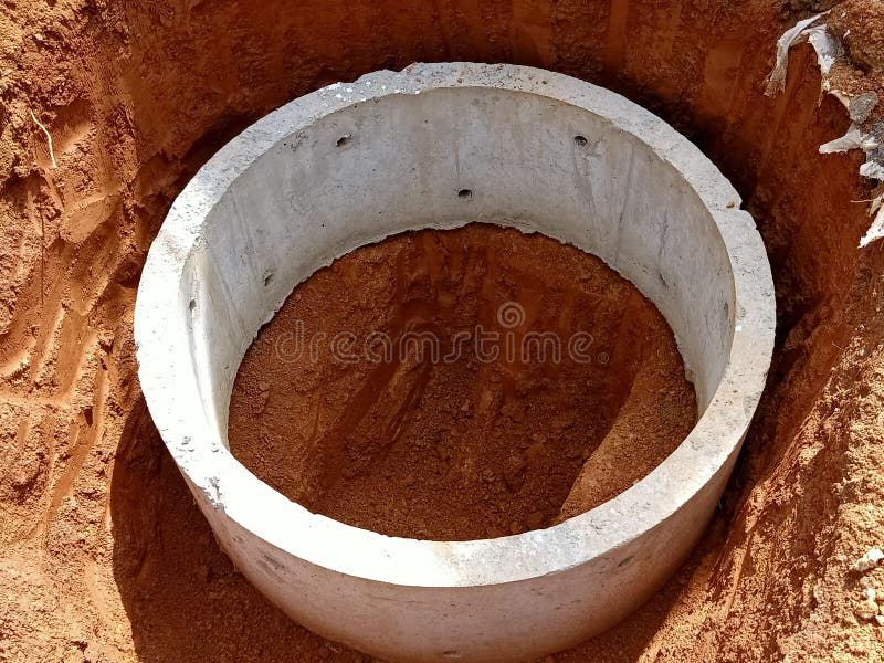 Construction Of The Sewage System In The Cottage Of Concrete Rings For ...