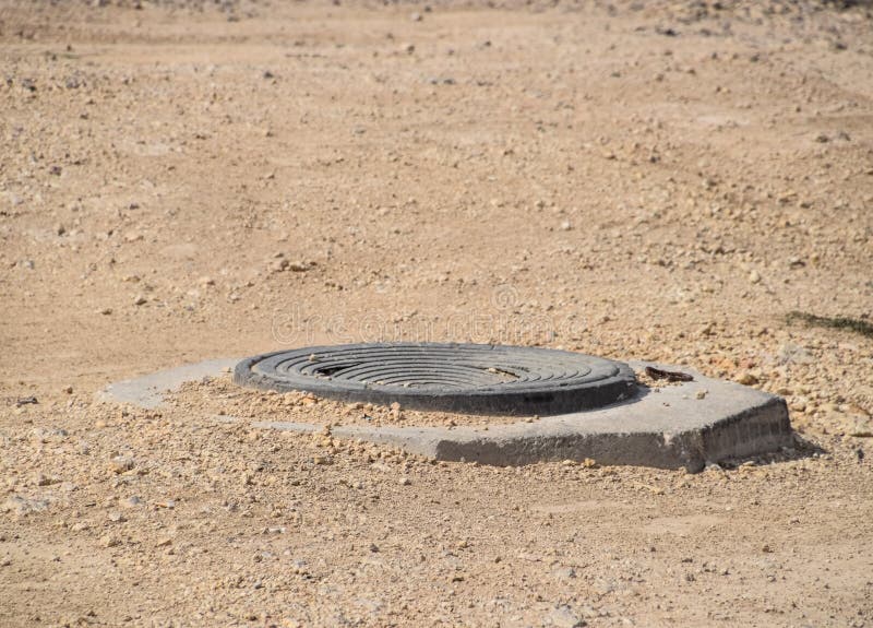 Construction of Sewer Hatches. Sewer Stock Photo - Image of ...