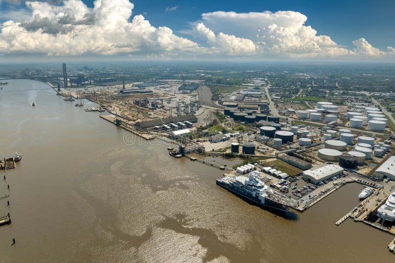 Construction Shipyard for Assembling of Luxury Yachts. Commercial Dock ...