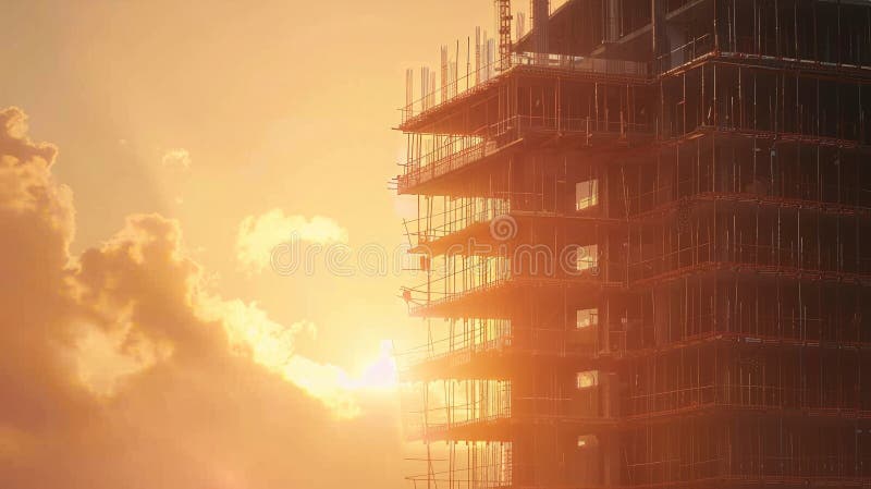 Construction Side of Building Tower in the City with Sunrise Sky. Stock ...