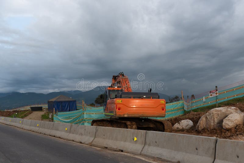 Construction on the Side of a Highway in Colombia. Stock Photo - Image ...