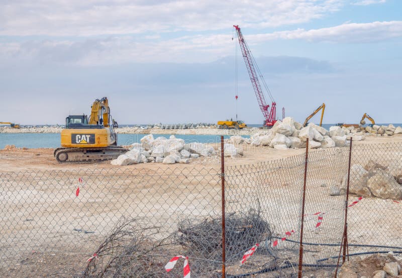 Construction Side of a Marina Editorial Stock Photo - Image of cargo ...