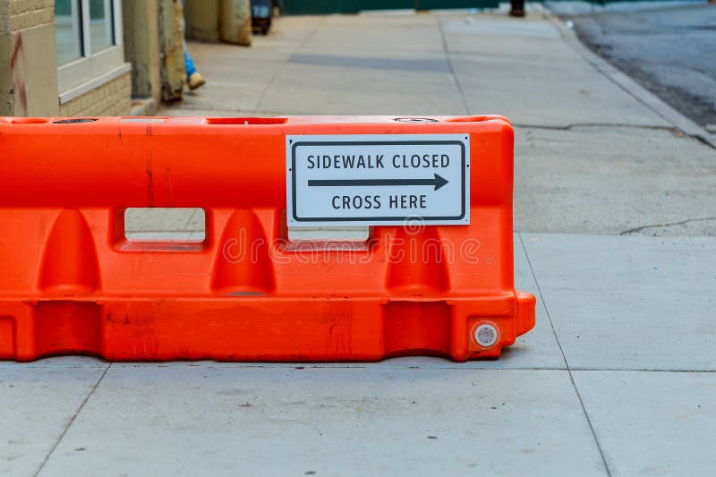 Construction Sign and Cones Stock Photo - Image of sidewalk, foundation ...