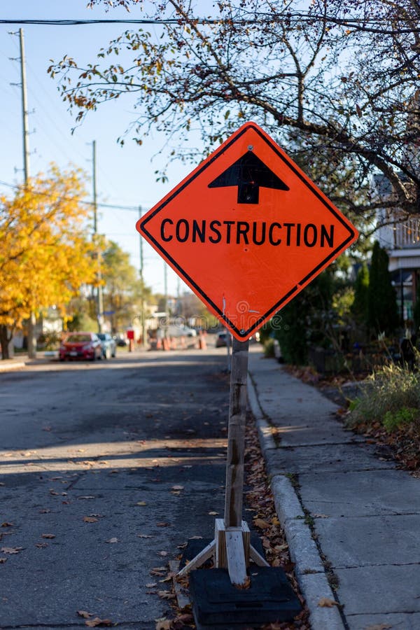 Construction Sign on the Road in Ottawa, Canada Stock Photo - Image of ...