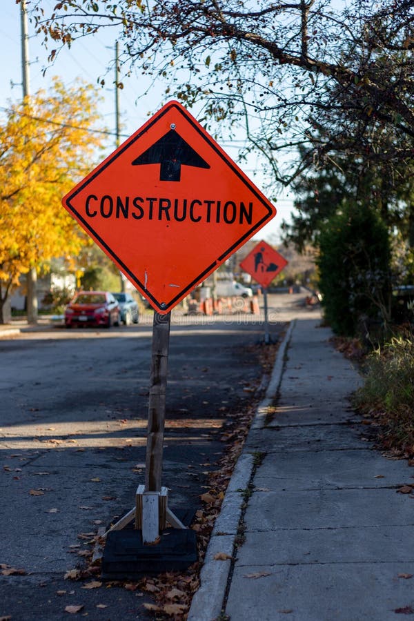 Construction Sign on the Road in Ottawa, Canada Stock Photo - Image of ...