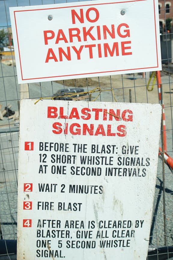 Construction Signs Blastiing Signals Stock Photo - Image of alert ...