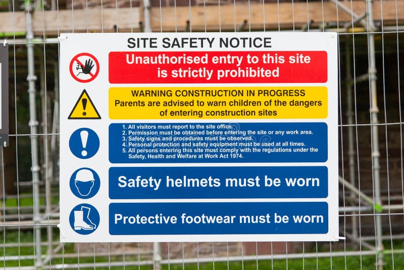 Construction Site Health and Safety Message Rules Sign Board Signage on ...