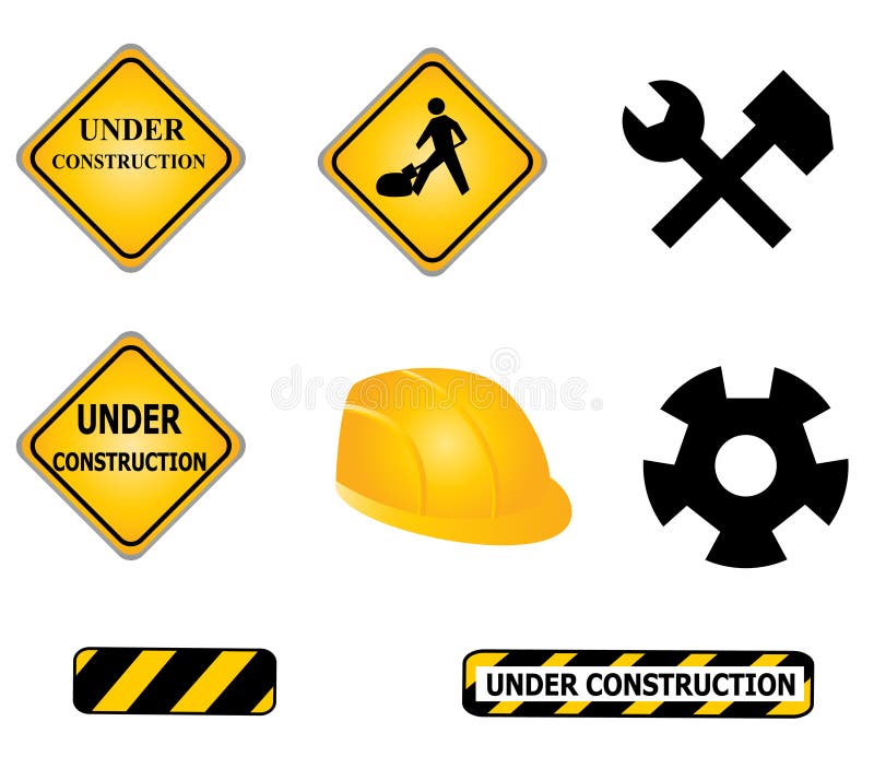 Construction Signs and Tools Stock Vector - Illustration of vector ...