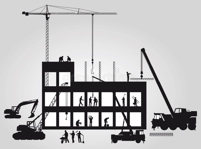 Construction silhouette stock vector. Illustration of workers - 33793297