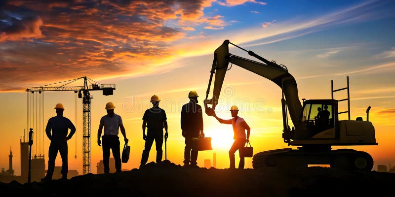 Construction Silhouette stock illustration. Illustration of workforce ...