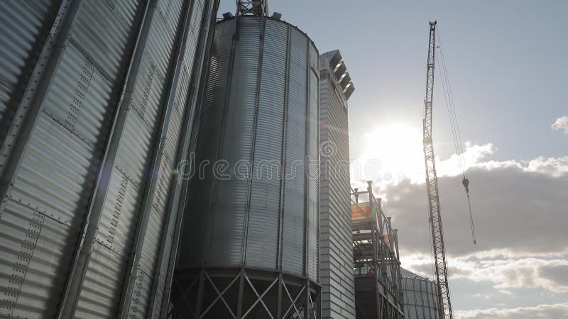 Construction of Silos for Grain Storage. Agricultural Activity. Stock ...