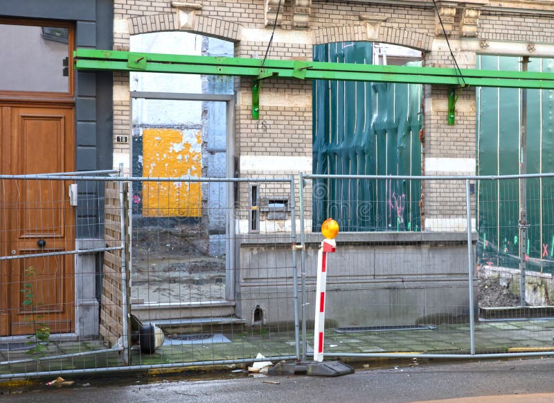 Construction in a Simple Street in Antwerp Stock Image - Image of ...