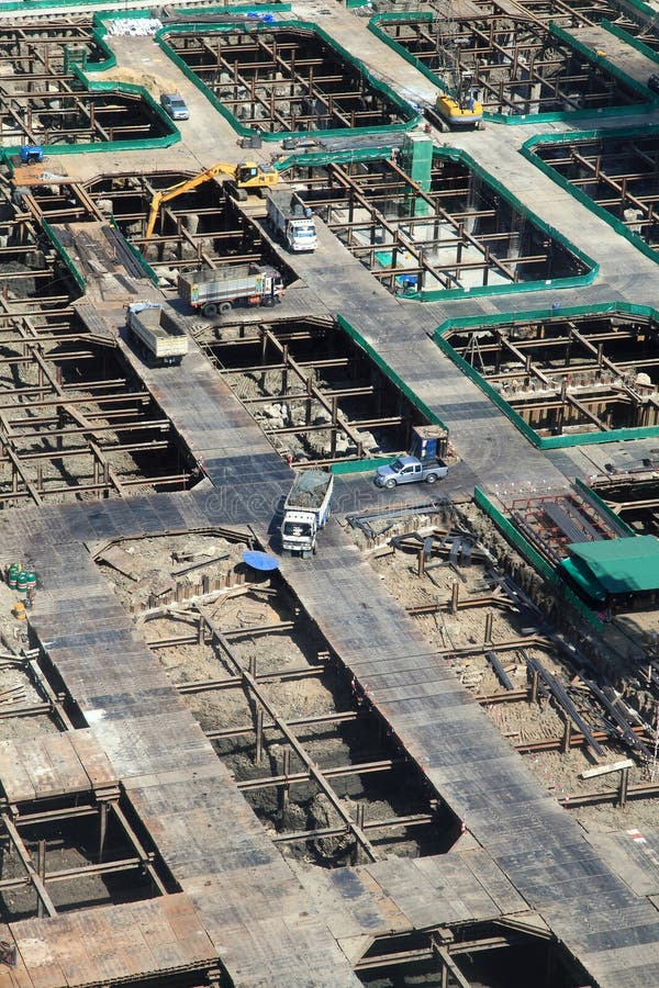 Construction Site with Tower Crane Loader Stock Photo - Image of lift ...