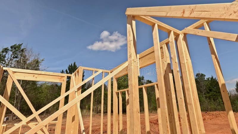 Wooden Framing is Being Used To Create Structure of New House on ...