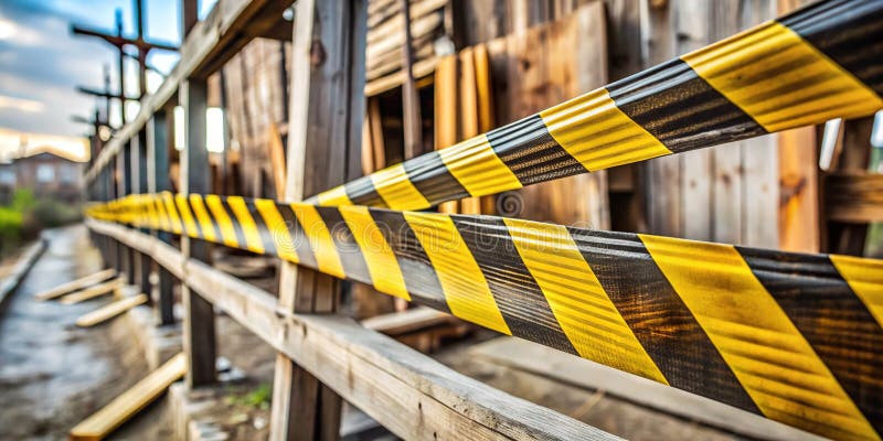 Construction Site Access Restricted by Bright Yellow and Black Barrier ...