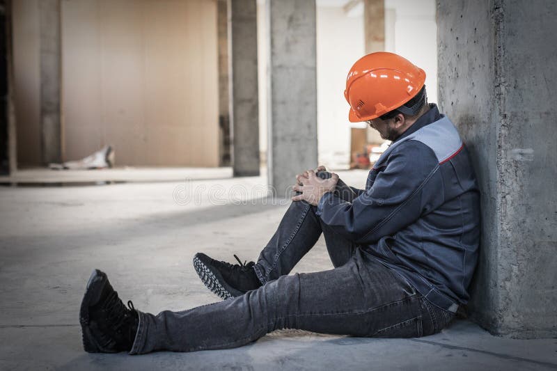 The Worker with Injured Hand at Construction Site Stock Image - Image ...