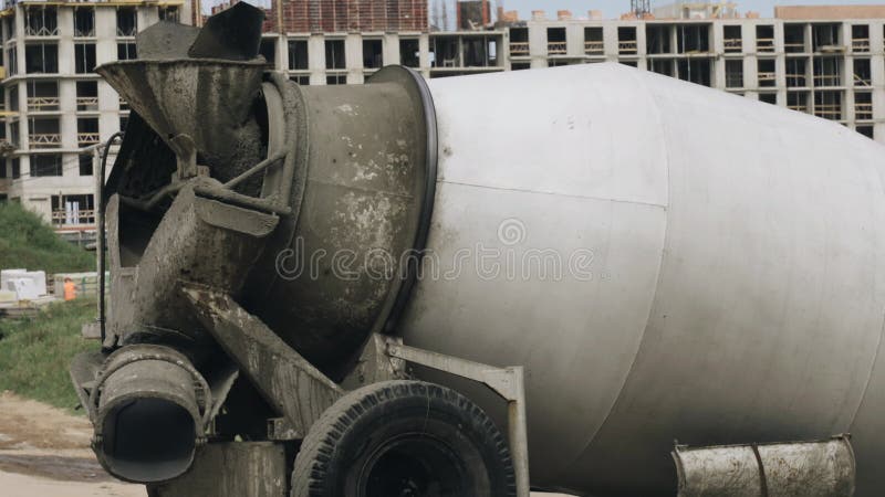 Construction Site Activity with Cement Mixer and Building Development ...