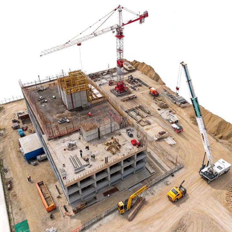 Construction Site Aerial View Isolated on White Background Stock ...