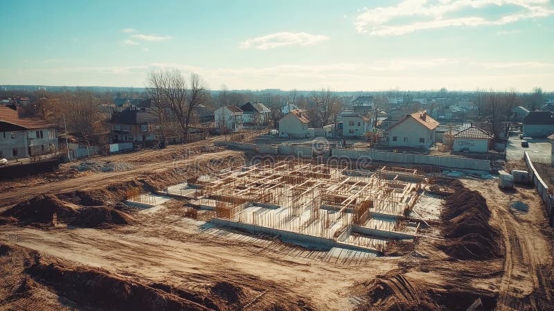 Construction Site for Apartment Building Under the Sun in Spring ...