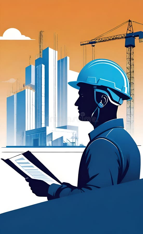 Construction Site Architect: Abstract Concept Art with Helmet and ...