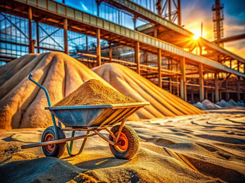 Construction Site Awaits Sand Pile and Trolley Prepared for the Next ...