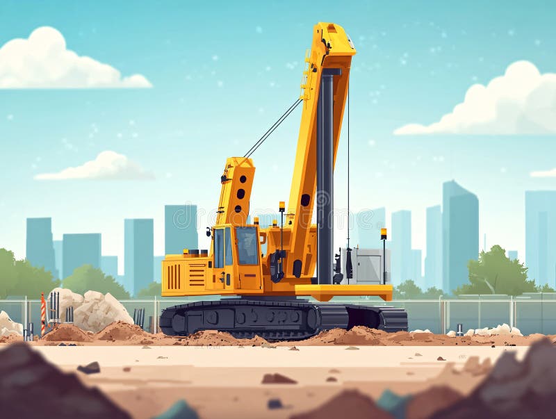 Construction Site Background. Pile Bore Machine. Bore Pile Rig Machine ...
