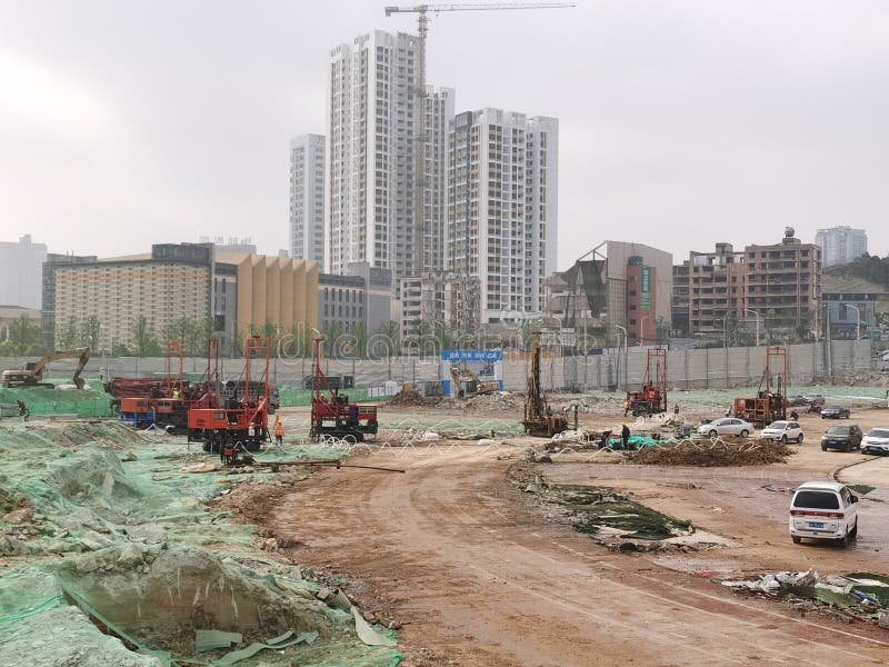 The Construction Site in Basic Structure Editorial Stock Image - Image ...