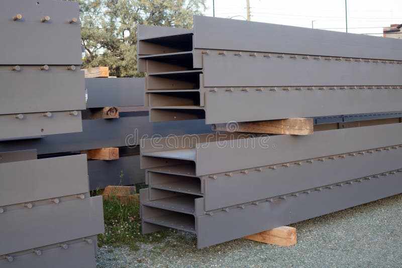 Construction Site Beams Stack H-beam Metal Structure Stock Photo ...