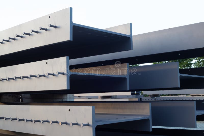Construction Site Beams Stack H-beam Metal Structure Stock Image ...