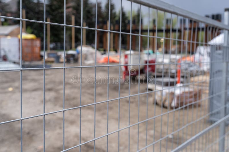 Construction Site Behind Chain Link Wire Fence in Calgary Stock Image ...