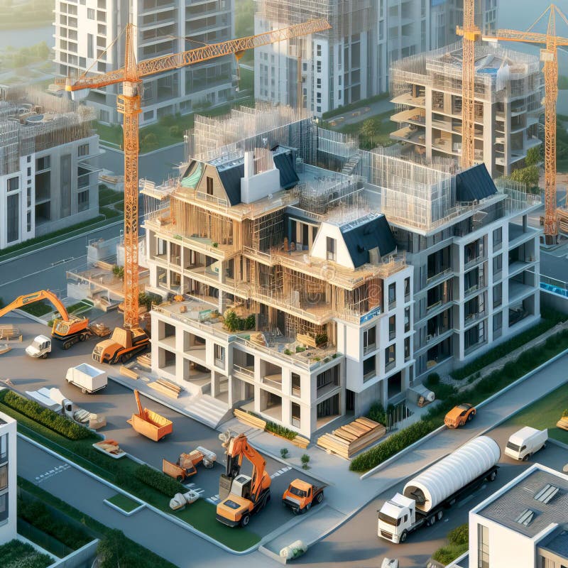 Construction Site Behind House Under Construction and Construction ...