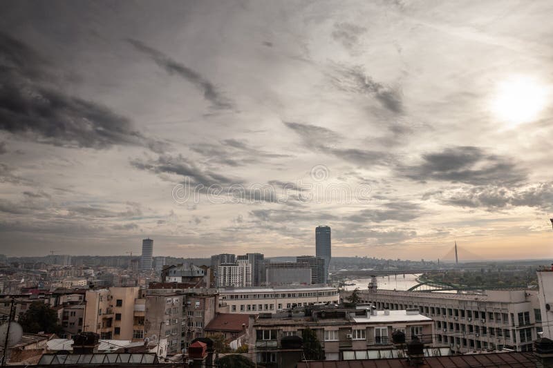 Panorama of the Belgrade Skyline in the City Center, Stari Grad from ...