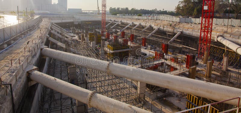 Construction Site for Big Building Stock Photo - Image of blue, expo ...