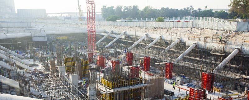 Construction Site for Big Building Foundation Stock Photo - Image of ...