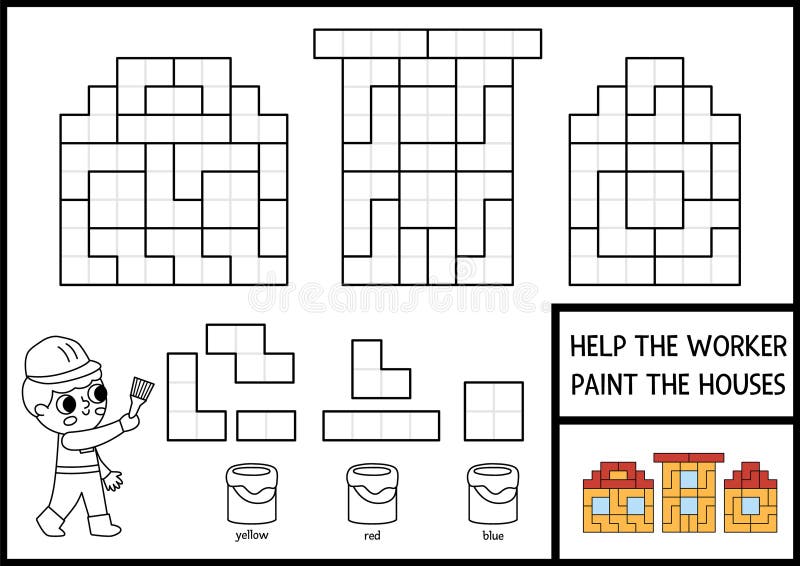Construction Site Black and White Shape Recognition Activity with ...