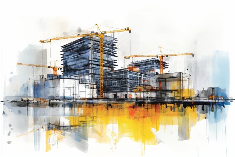 Construction Site Blueprint. Abstract Concept with Architectural and ...