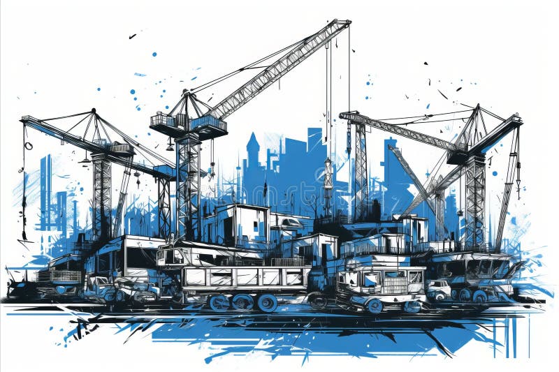 Construction Site Blueprint. Abstract Concept with Architectural and ...