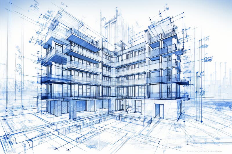 Construction Site Blueprint. Abstract Concept with Architectural and ...