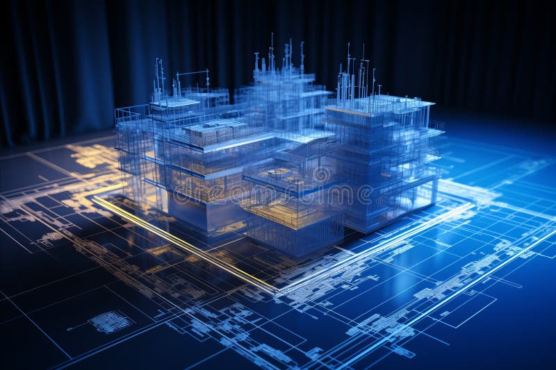 Modern House Being Built on Detailed Architectural Blueprints for ...