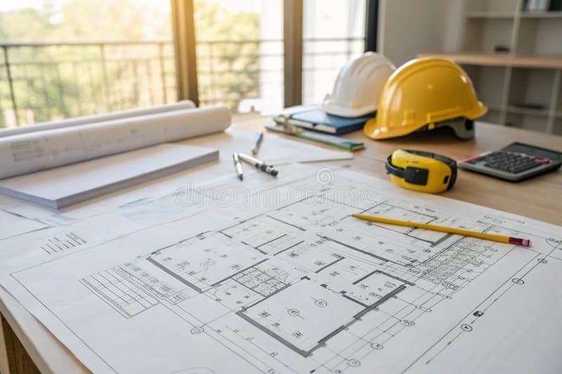 Construction Site Blueprint Stock Illustration - Illustration of ...