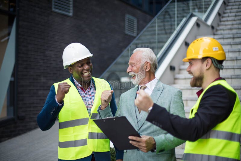 Construction Site Boss Has a Conversation with the Architects Stock ...