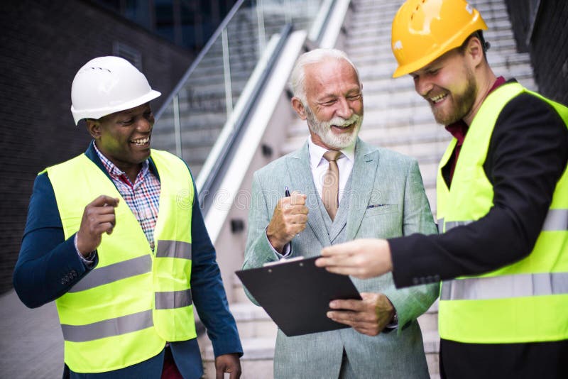 Construction Site Boss Has a Conversation with the Architects Stock ...