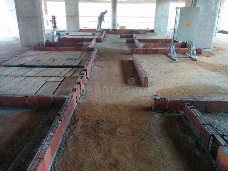 Construction Site with Brick Layout Stock Image - Image of floor ...