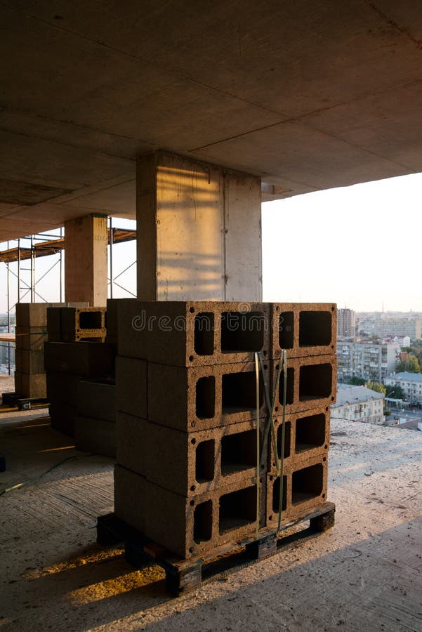Construction Site Building with Cement Material Structure Stock Photo ...