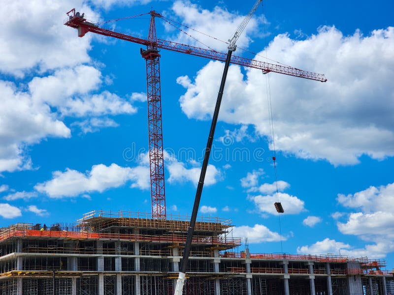 Construction Site with Building Crane. Building and Construction ...